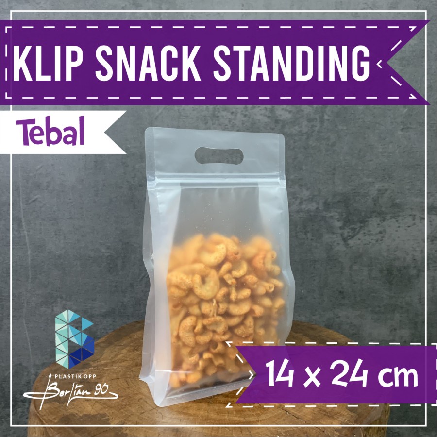 Jual ( PACK ) Plastik Klip Snack Standing Handle 14x24 cm / Plastik ...