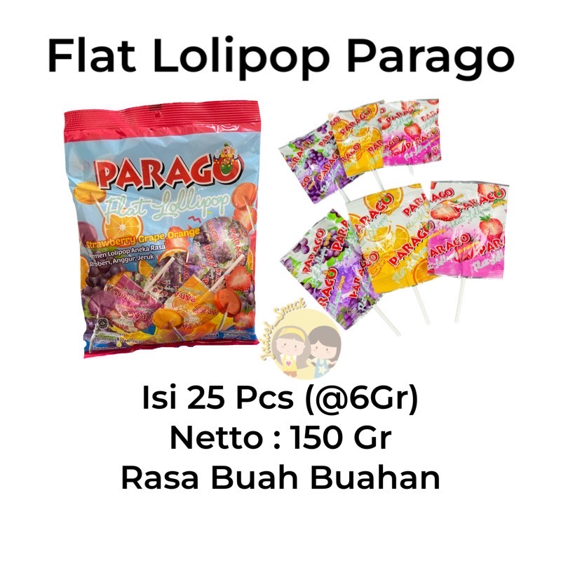 Jual Permen Flat Parago Lolipop isi 25 x 6 Gr Rasa Buah by Jadoelsnack ...