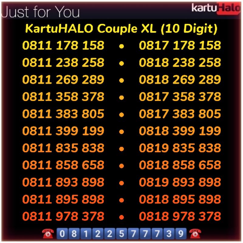 Jual Kartu Halo & XL - Nomor Cantik 10 Digit - Nomor Cantik Couple ...