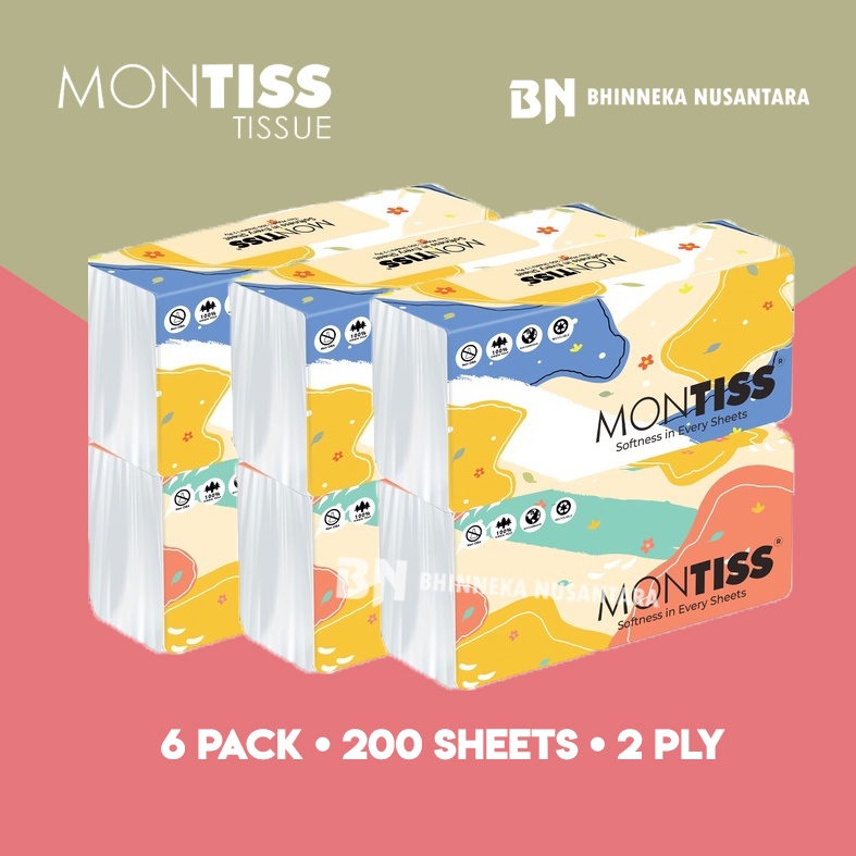 Jual Montiss Facial Tissue 200 Sheets [6 Pack] | Shopee Indonesia