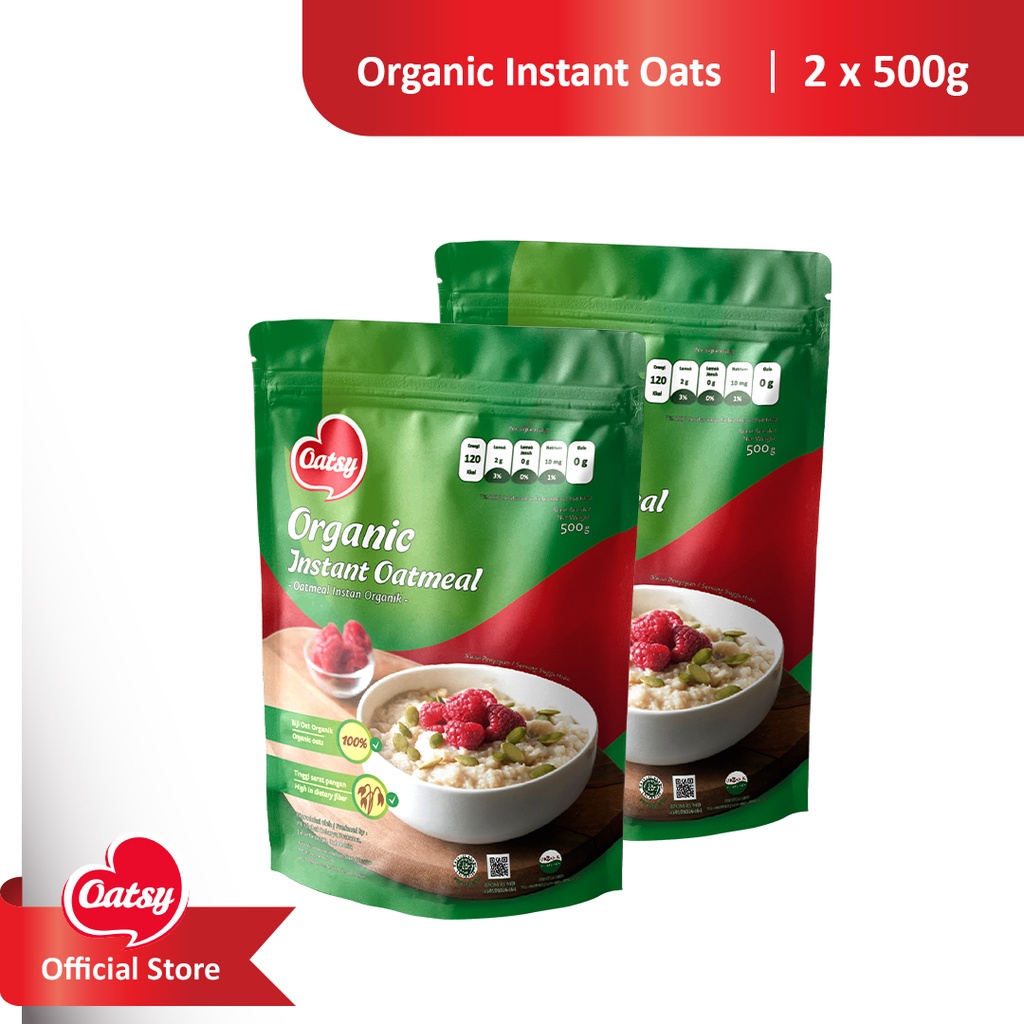 Jual OATSY Organic Instant Oatmeal 500gr (Double Pack) | Shopee Indonesia