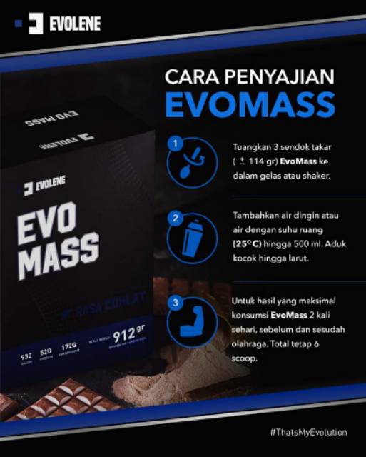 Jual EVOLENE Evomass Gainer 912 gram 2lbs | Evo Mass BPOM HALAL MUI evomas PREVO | Shopee Indonesia