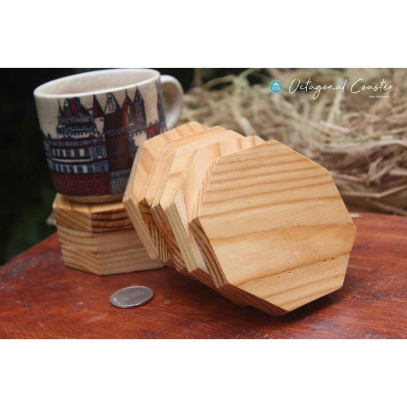 Jual WOODEN COASTER HEXAGONAL / TATAKAN / TATAKAN GELAS KAYU SEGI ENAM ...