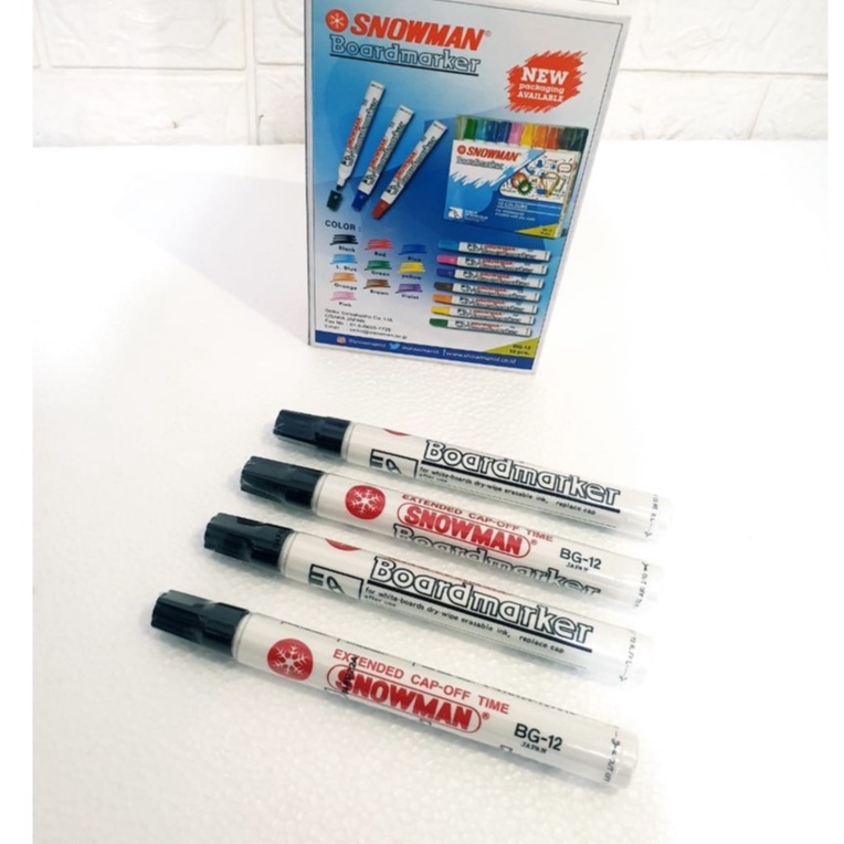 Jual Spidol Warna Hitam Snowman White Board Marker Black New Available ...