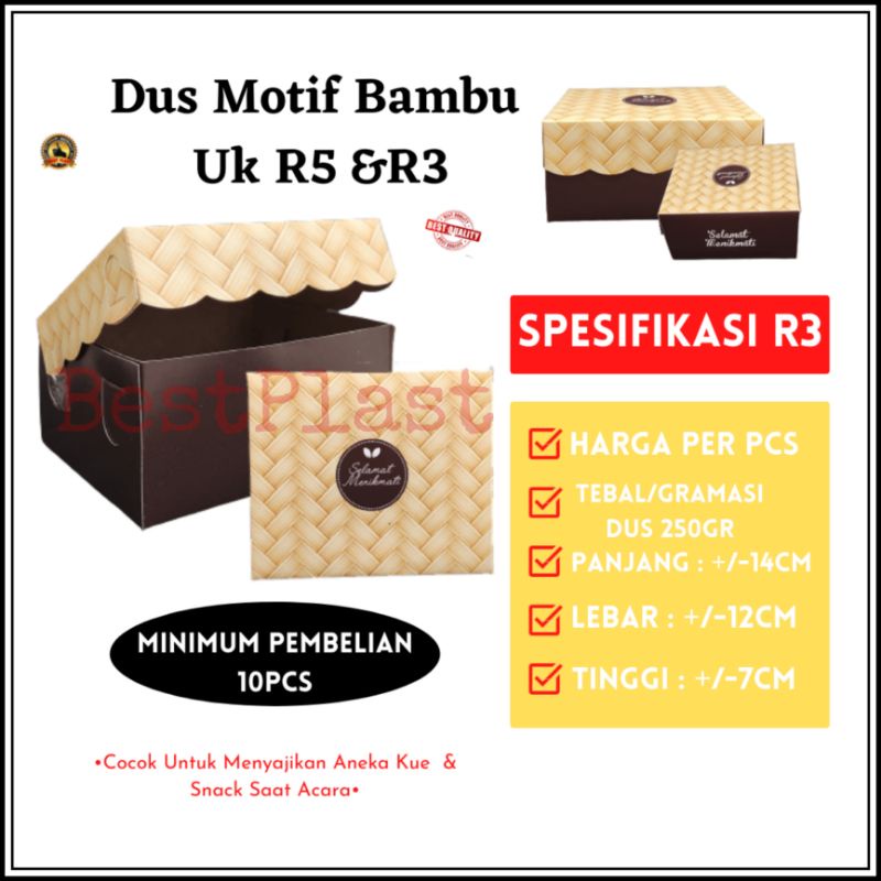 Jual Dus kue/dus snack motif Bambu Uk R5 dan R3 gramasi 250gr Harga per ...