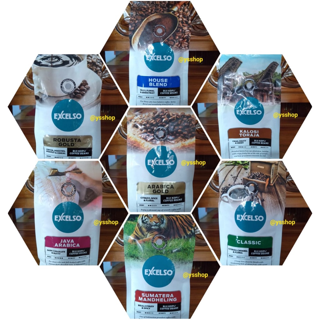 Jual Excelso Biji Kopi Robusta Java Arabica Gold House Blend Kalosi ...