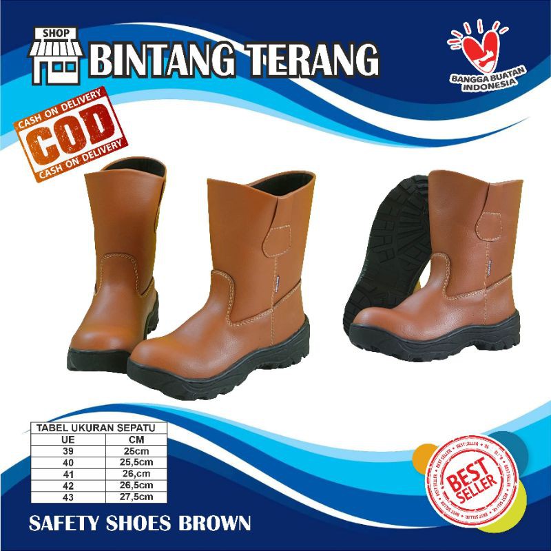 Jual Sepatu Safety Boot Pria proyek ujung besi King Edmundo Kerja ...