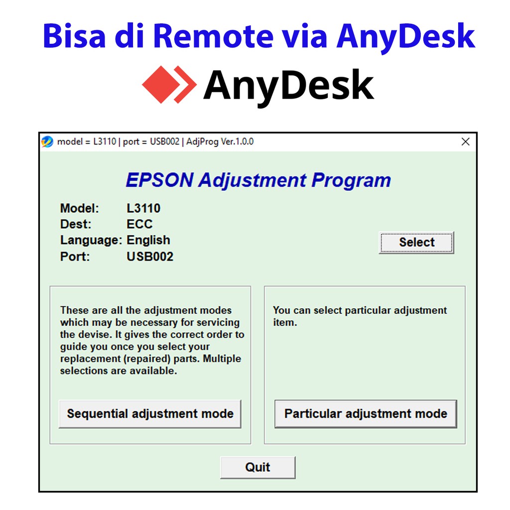 Jual Paket Resetter Epson L3110 L3150 Bonus Resetter Varian L100 L120 L13 Shopee Indonesia