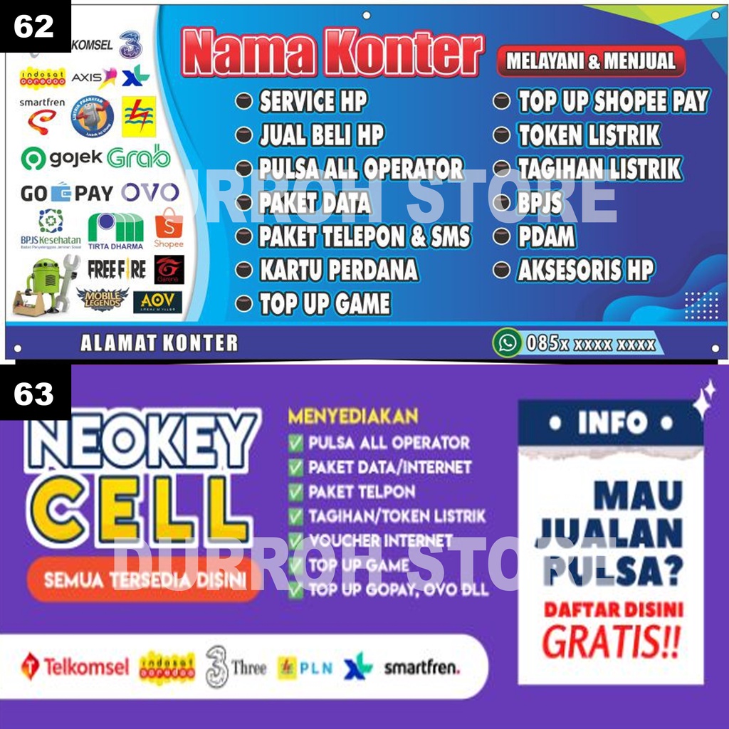 Jual Spanduk Banner Konter Pulsa / Celluler Berbagai Ukuran #4 | Shopee Indonesia
