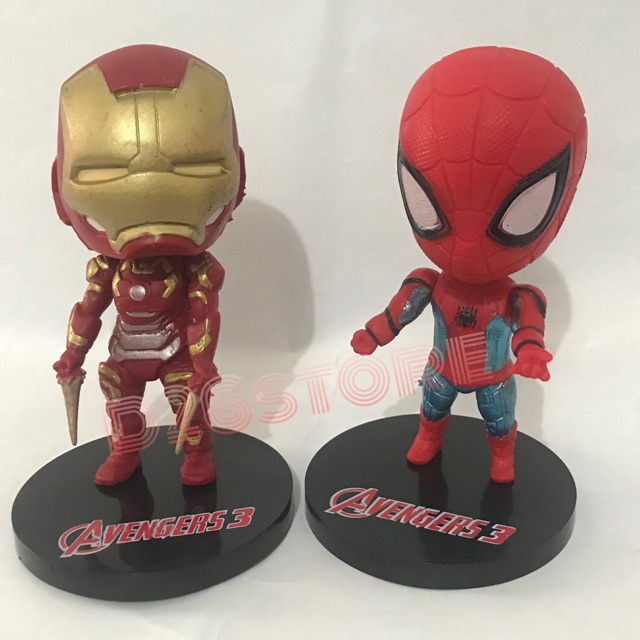 Jual Mainan Action Figure Chibi Iron Man & Spider-Man Marvel Avengers ...