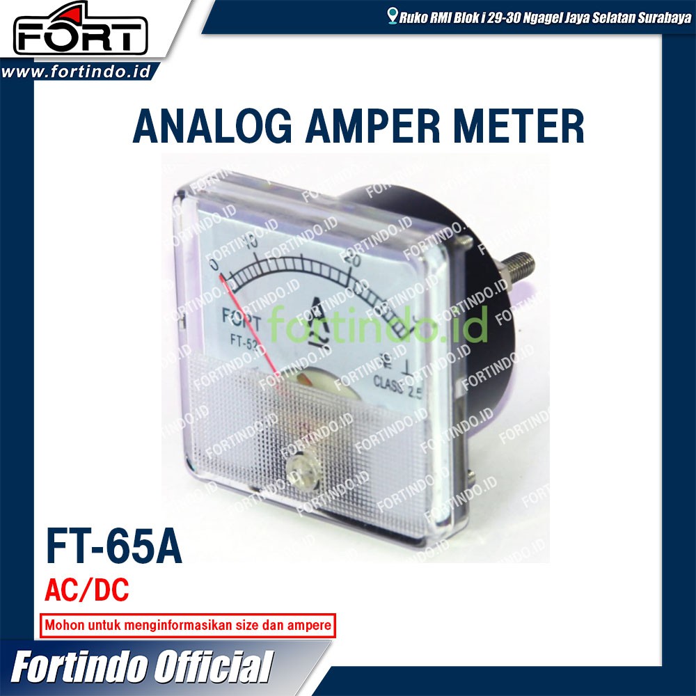 Jual Analog Amper Meter AMOB FT-65A AC/DC Panel Meter MERK FORT | Shopee Indonesia