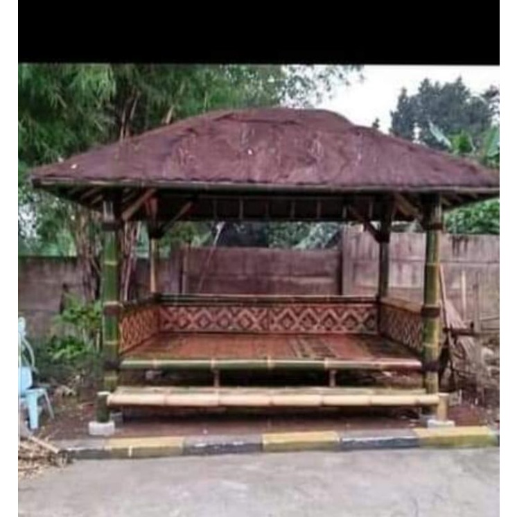 Jual gajebo bambu atap injuk ukuran 2x3 | Shopee Indonesia