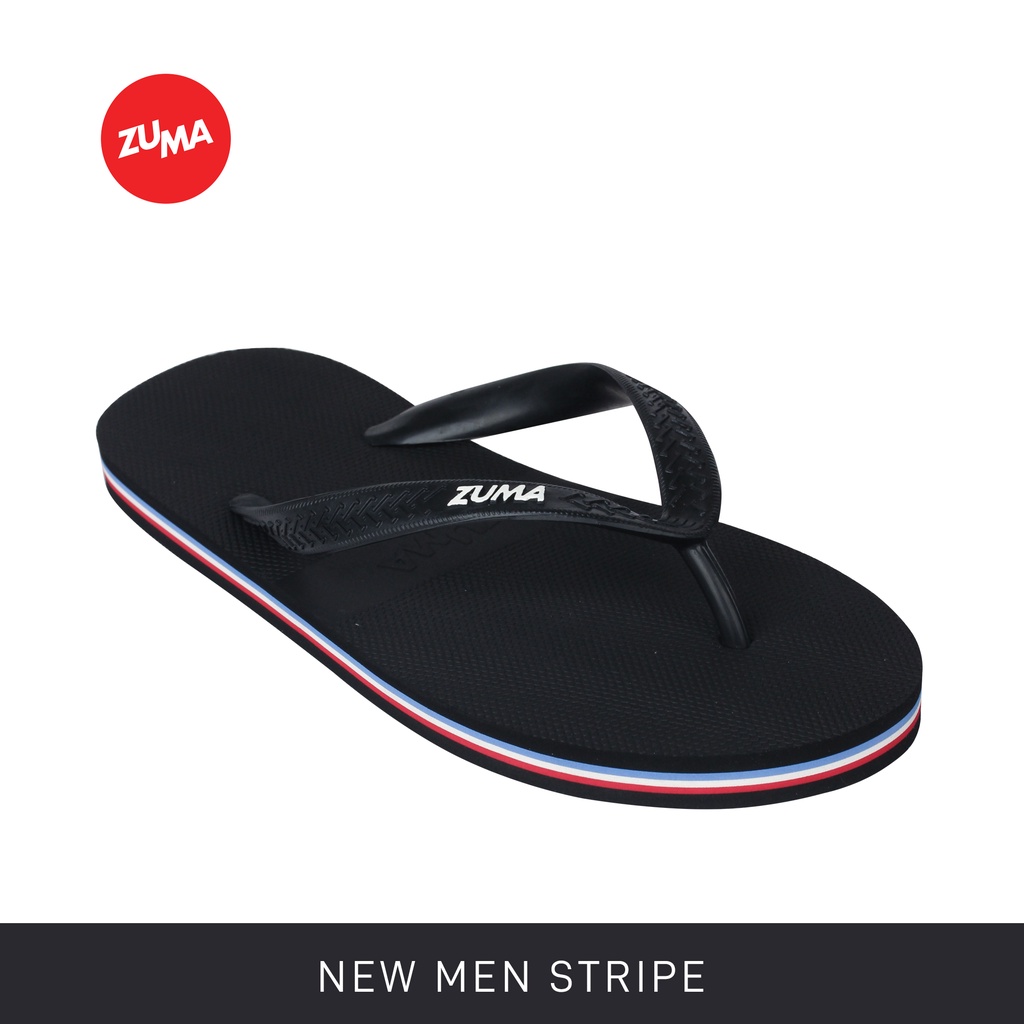 Jual Zuma Men Stripe 1 Black Blue Red, Sandal Jepit Pria Karet Polos ...