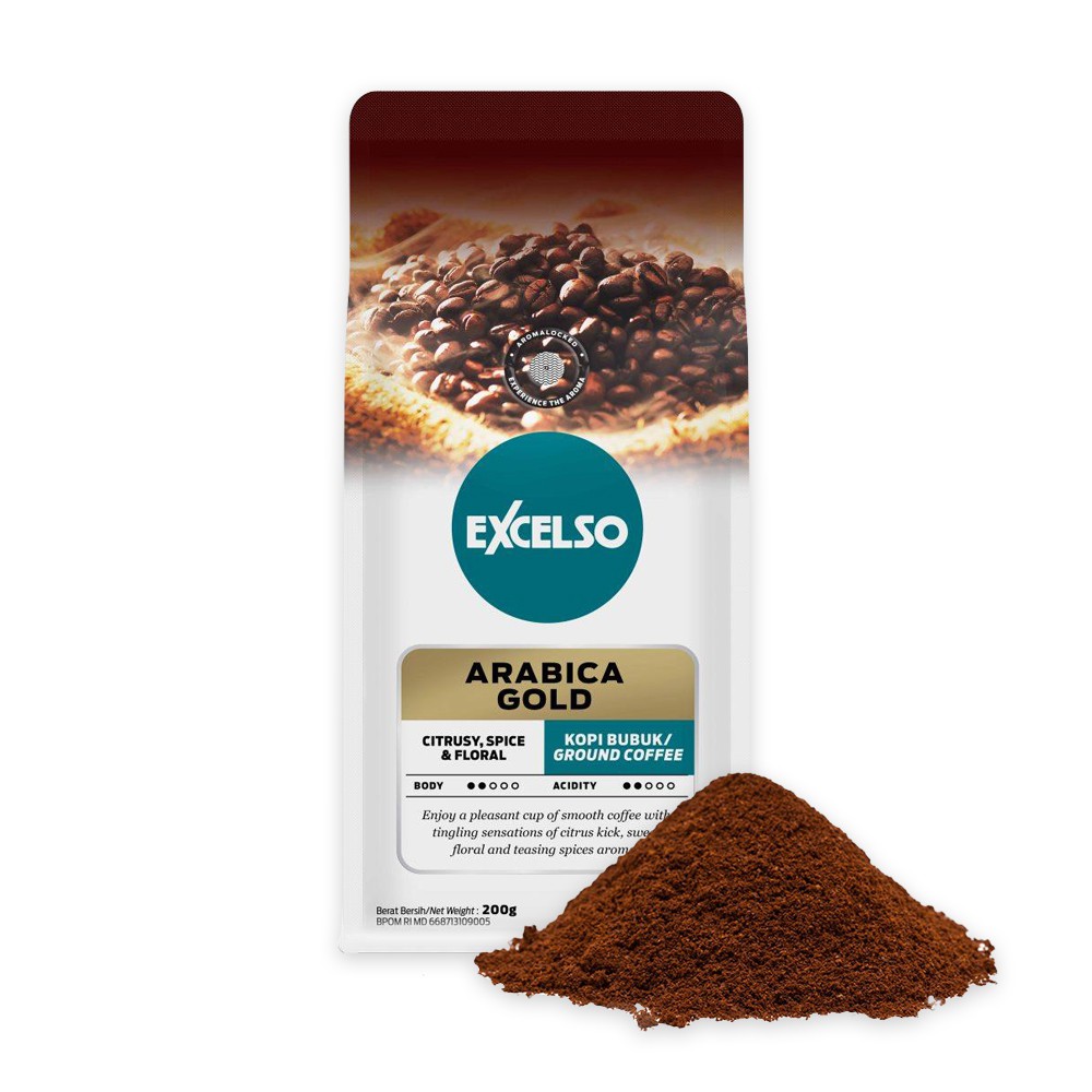 Jual Excelso Kopi Arabica Gold Bubuk 200G | Shopee Indonesia