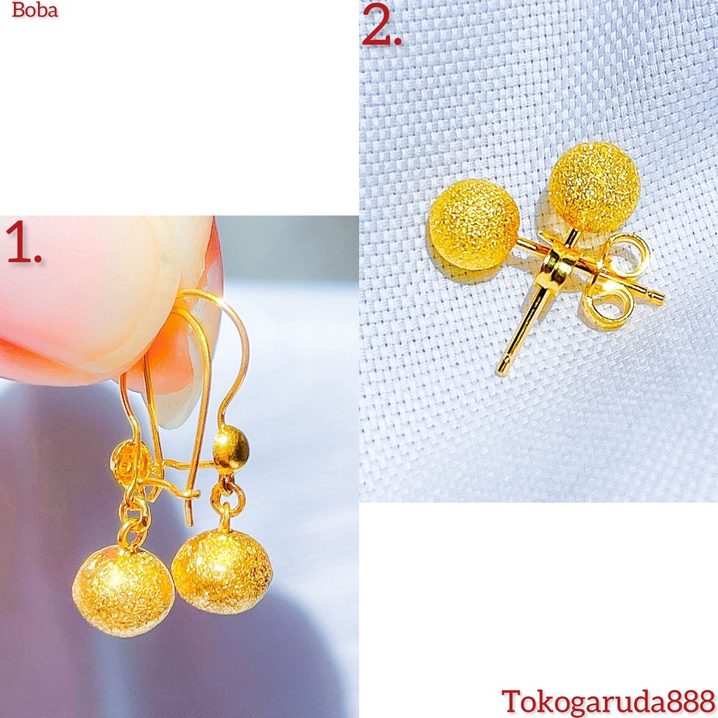 Jual Anting tusuk anak dan dewasa emas asli kadar 700 70 16k desi gantung boba stud paku cucuk ...