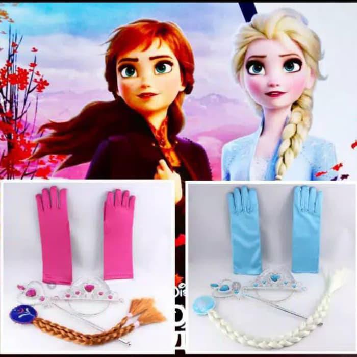 Jual Mahkota, Rambut Dan Tongkat Princess Anna Elsa Frozen - Biru 2 In ...