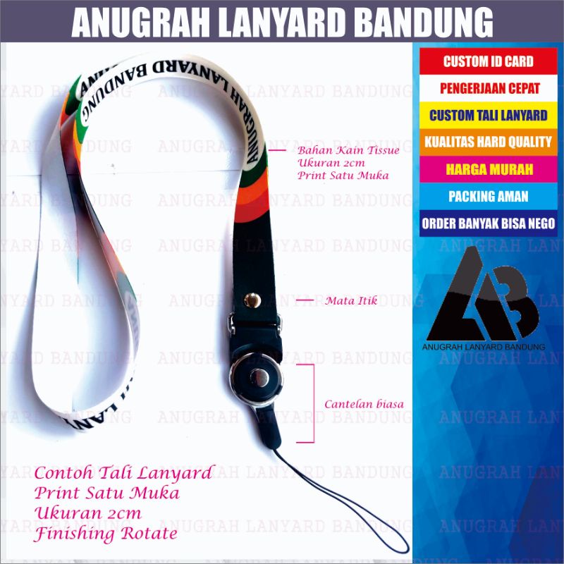 Jual Cetak tali LANYARD printing 2 cm 1 muka finishing rotate | Shopee ...