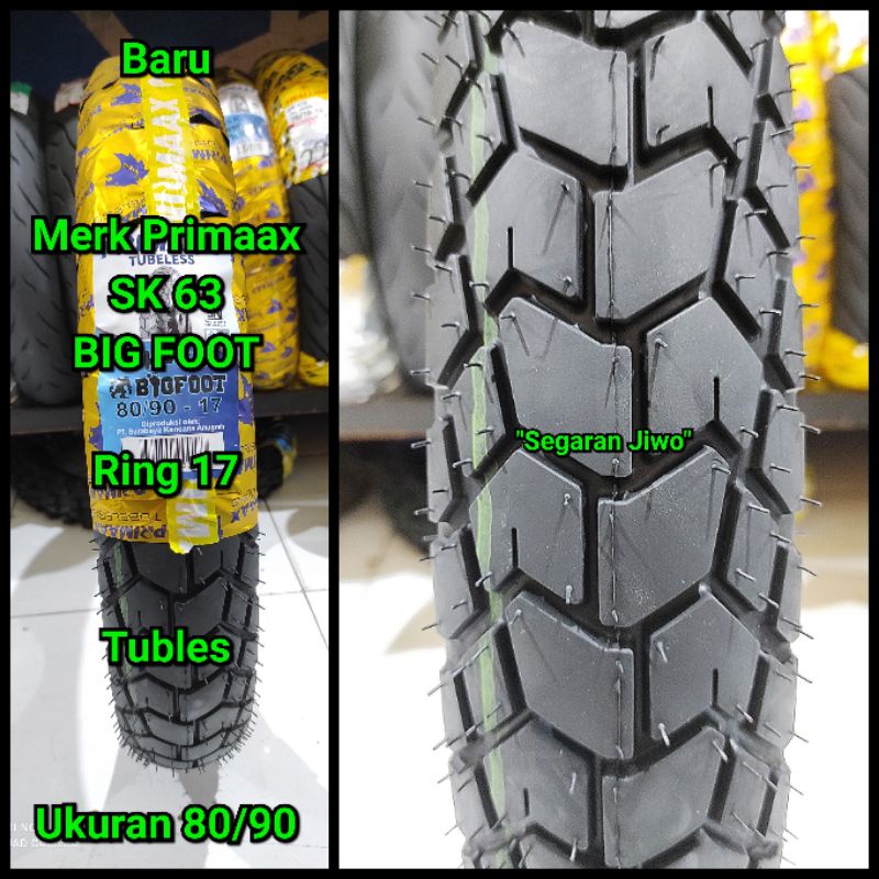 Jual Ban Tubles motor ring 17 Ukuran 80/90 merk primaax SK 63 big foot ...