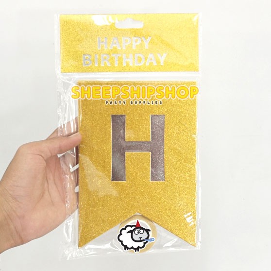 Jual BANNER SEGI LIMA HAPPY BIRTHDAY FOIL KILAP Bunting Flag Pink Biru ...