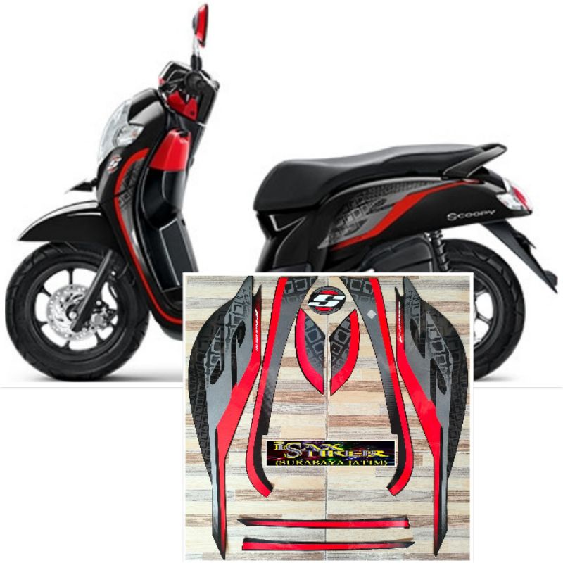 Jual striping original Honda Scoopy Sporty hitam black tahun 2019 ...
