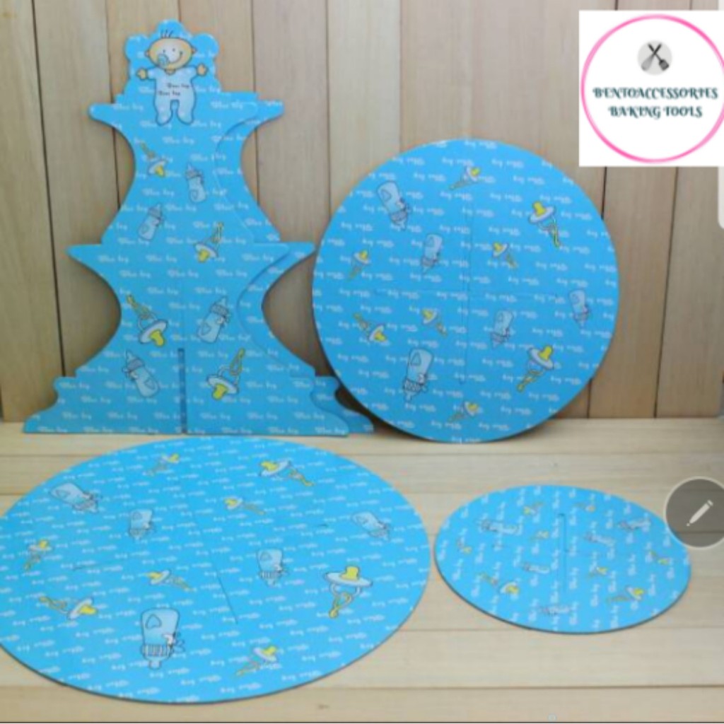 Jual cupcake stand 3 tier / tempat cupcake susun 3 blue dot | Shopee ...