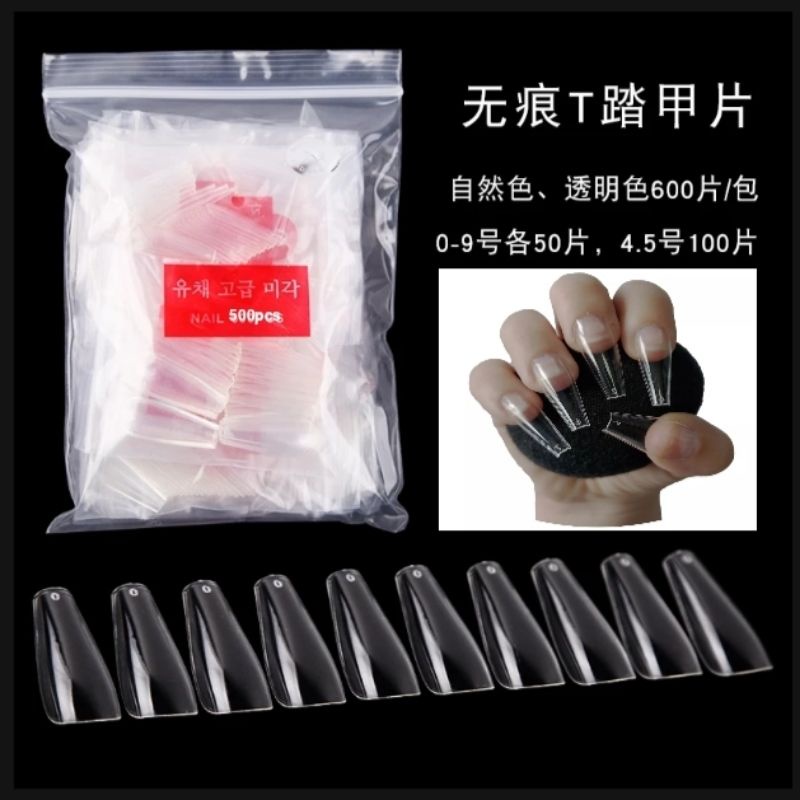 Jual 500pcs Kuku Palsu Coffin Round Short Almond Transparant Clear Nail ...
