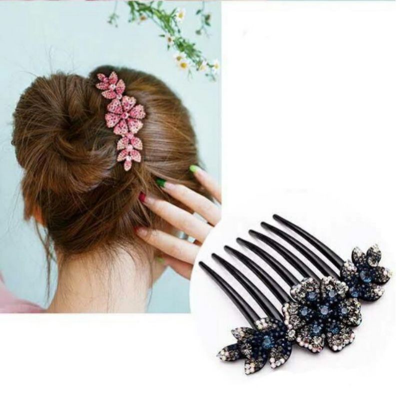 Jual Sirkam Rambut Wanita Elegant Premium Kristal Zirkon Sirkam Korea ...