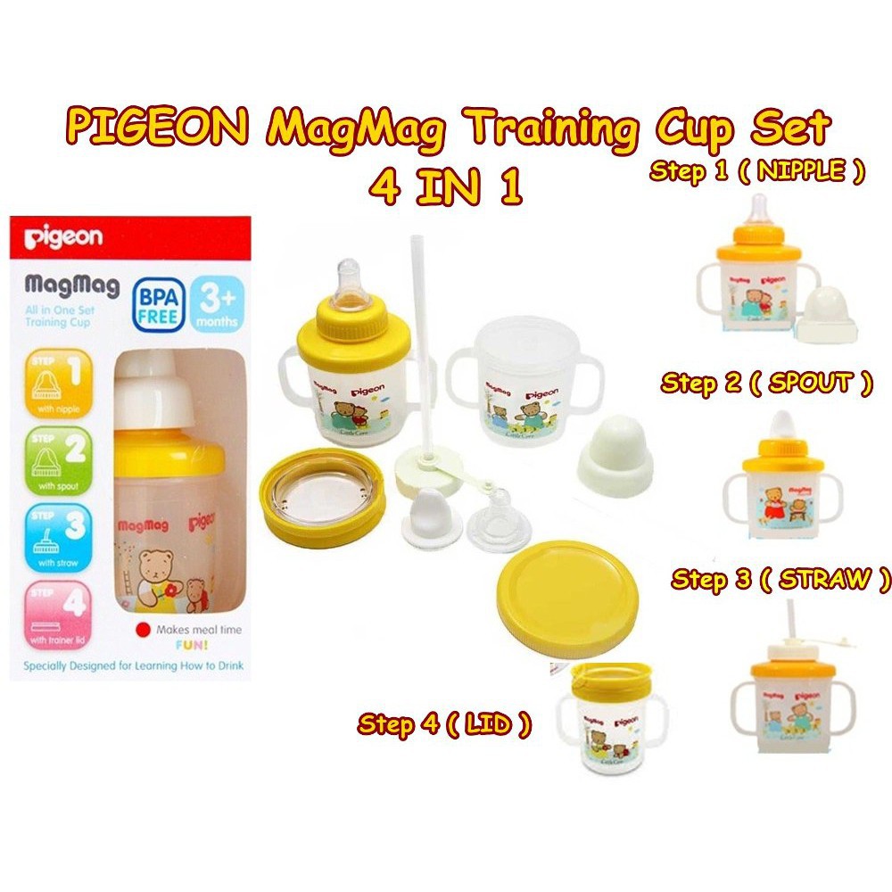 Jual Training cup all in 1 set pigeon mag mag 3+ botol dot | Shopee ...