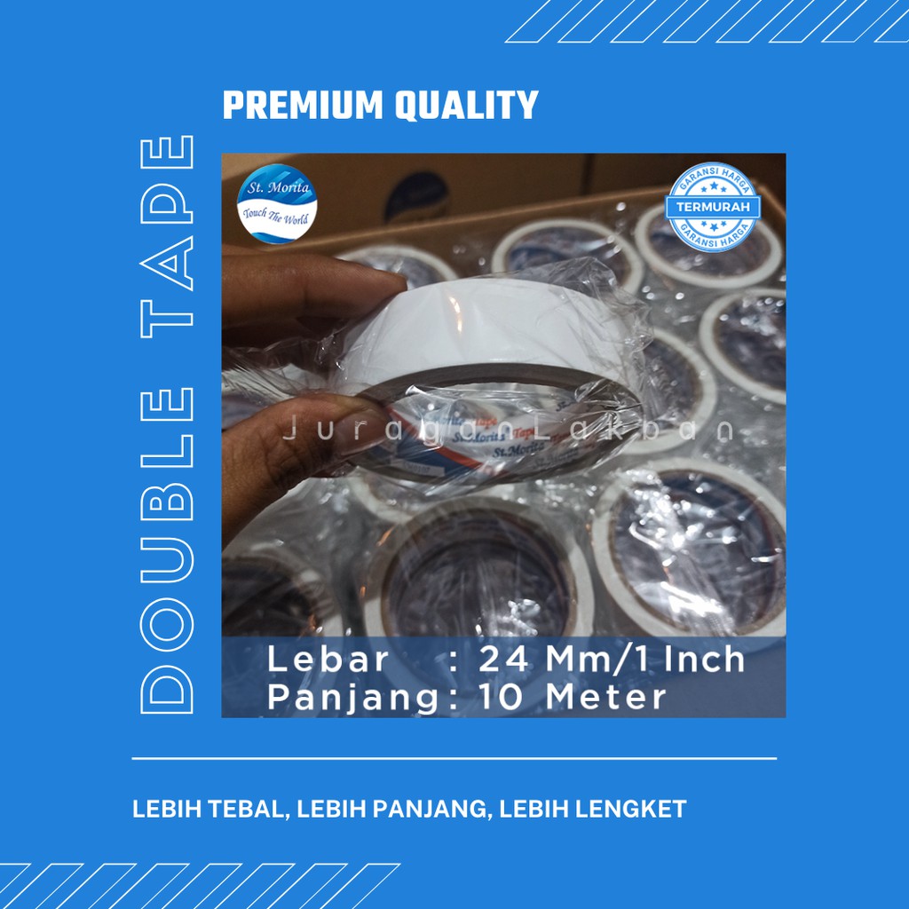 Jual Double tape 24Mm X 10 Meter Premium/Double tip (1 inch) | Shopee ...