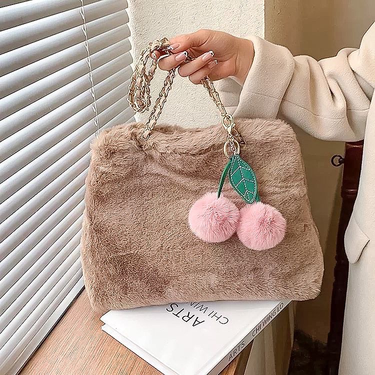 Jual Fluffy Bag - NUDE (Tas bahu wanita/ Korean Tas) | Shopee Indonesia