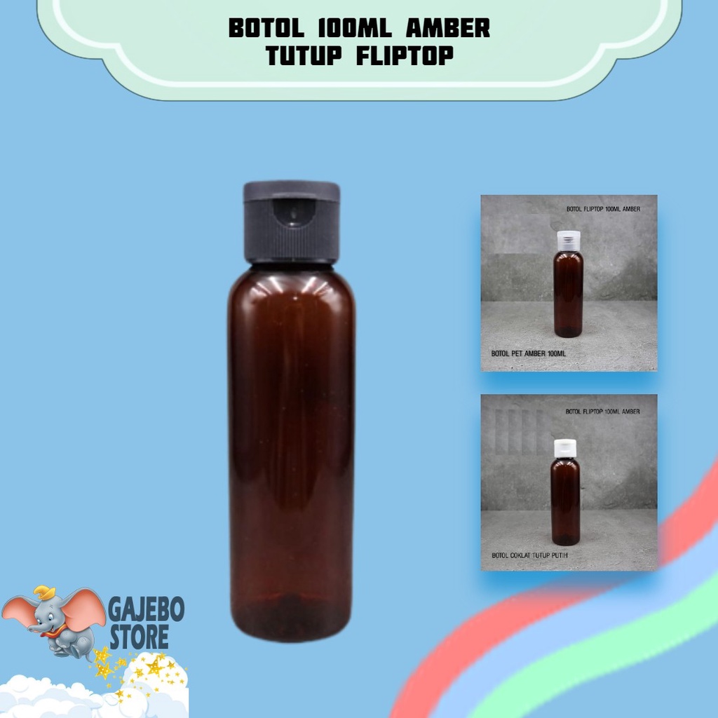 Jual BOTOL 100ML AMBER TUTUP FLIPTOP KUALITAS PREMIUM / FLIPTOP 100ML ...