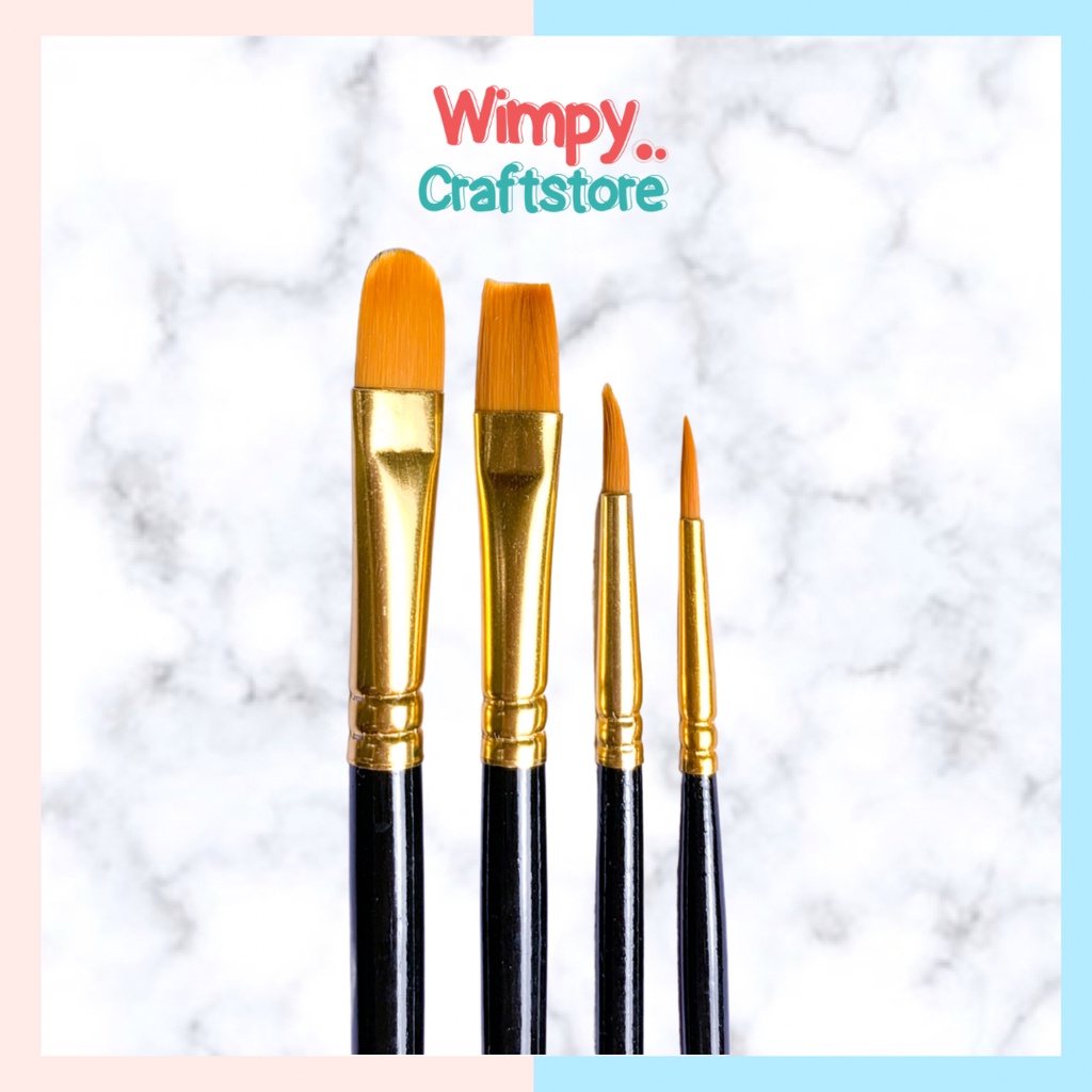 Jual Kuas Lukis Set 4 Flat Lancip Kuas Cat Kuas Kaligrafi | Shopee ...