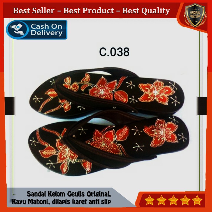 Jual Kelom Gelis Wedges Sandal Wanita Terompah Sendal Kayu Modern ...