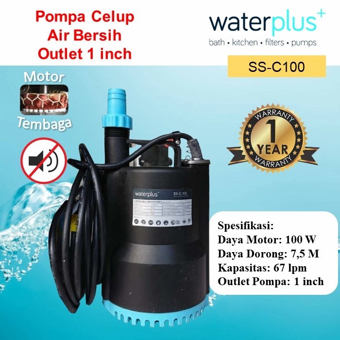 Jual WATERPLUS SS-C100 POMPA CELUP/SUBMERSIBLE PUMP(100WATT & AIR ...