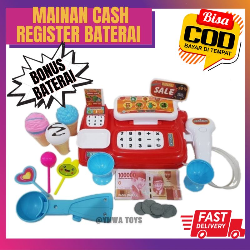 Jual MAINAN ANAK MESIN KASIR CASH REGISTER BATERAI/MAINAN KASIR KASIRAN ...