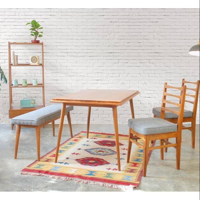 Jual Nami Dining Set with Bench / meja makan vintage minimalis kayu ...