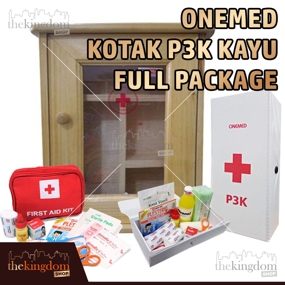 Jual Onemed Kotak P3K Kayu Rak Dinding Kaca Gantung Obat First Aid Kit ...