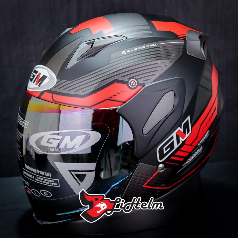 Jual HELM GM FIGHTER VENDER BLACK RED DOFF | HALF FACE HELMET SNI ...