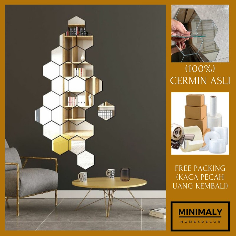 Jual Kaca Cermin Hexagonal (CERMIN ASLI) Cermin Tempel Kaca Tempel ...