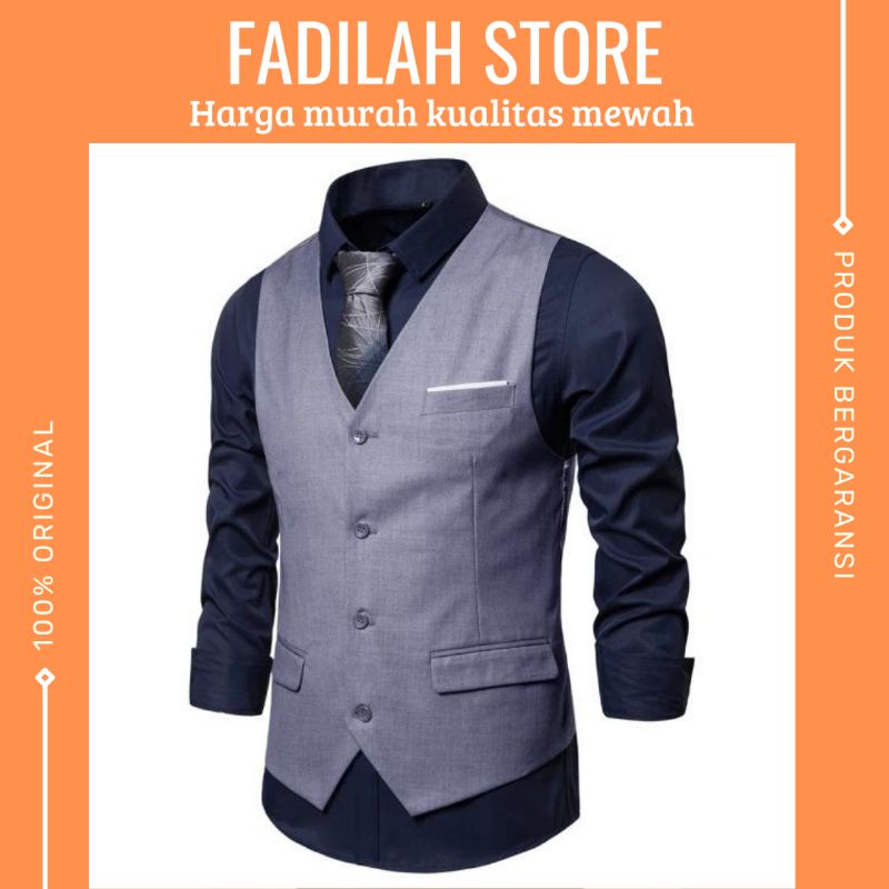 Jual Vest Rompi Pria Formal Premium Rompi Jas Slimfit Motif Saku Pake ...