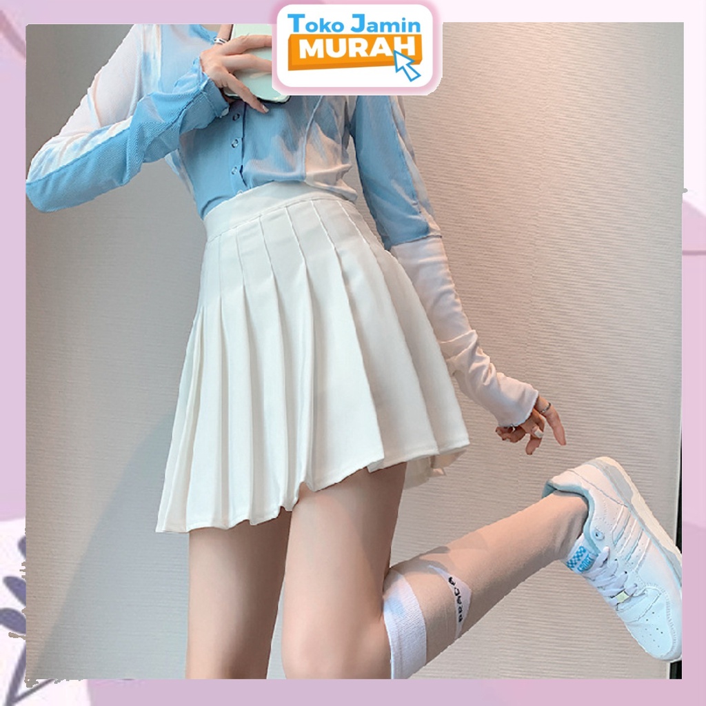 Jual TJM RK258 Rok Pendek Mini Korean Women Mini Skirt Pleated Plain ...
