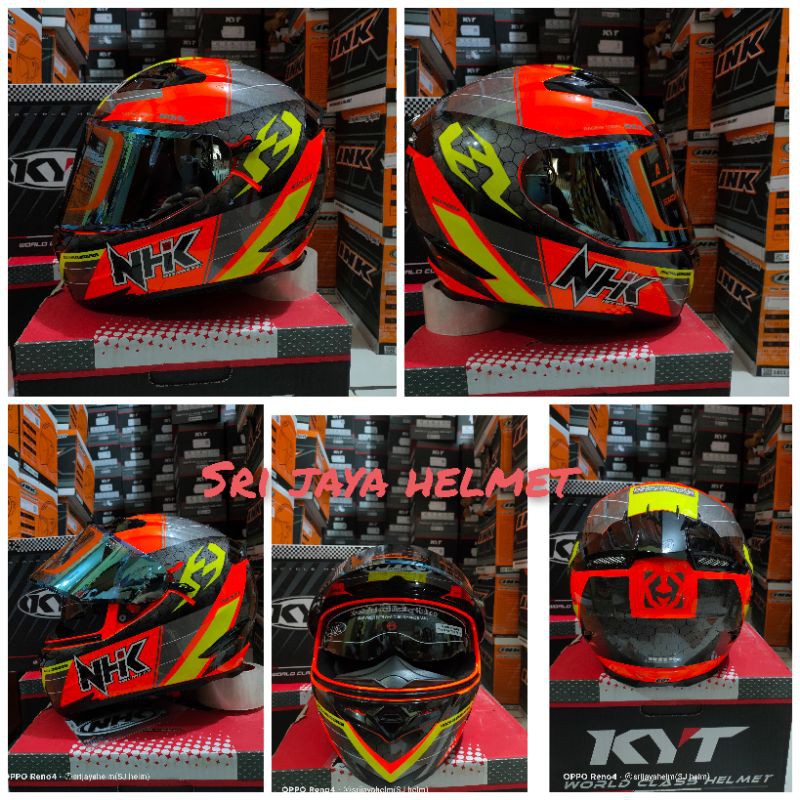 Jual HELM NHK RX 9 NAVI ORANGE FLUO/BLAK DOBEL VISOR SET VISOR IRIDIUM BLUE/SILVER ONGKIR MURAH ...