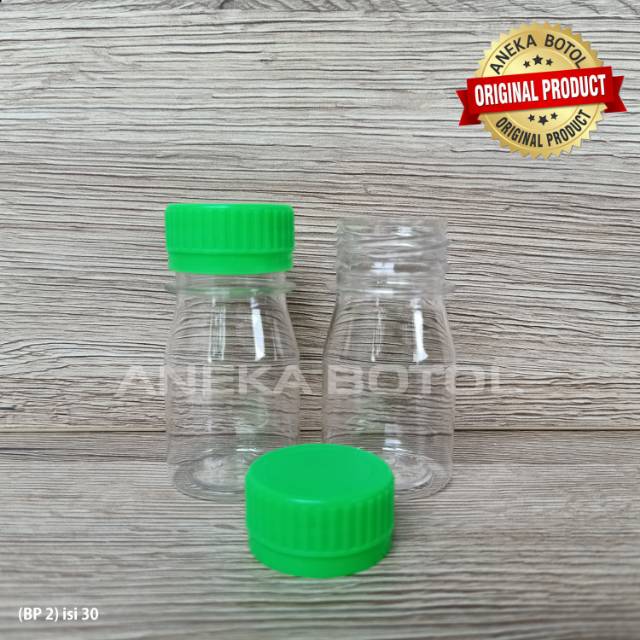 Jual BOTOL KAPSUL ISI 30 (BP 2) BENING TUTUP HIJAU / BOTOL KOSONG MURAH ...