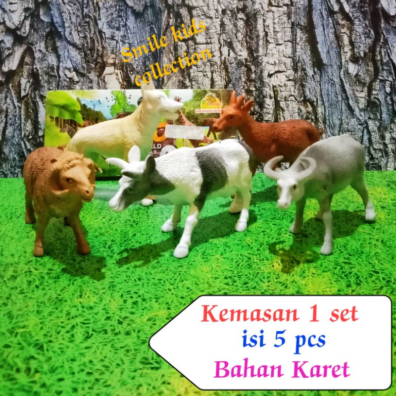 Jual ANIMALS THE WORLD Mainan Anak Kemasan 1 Set, Binatang isi 5pcs ...