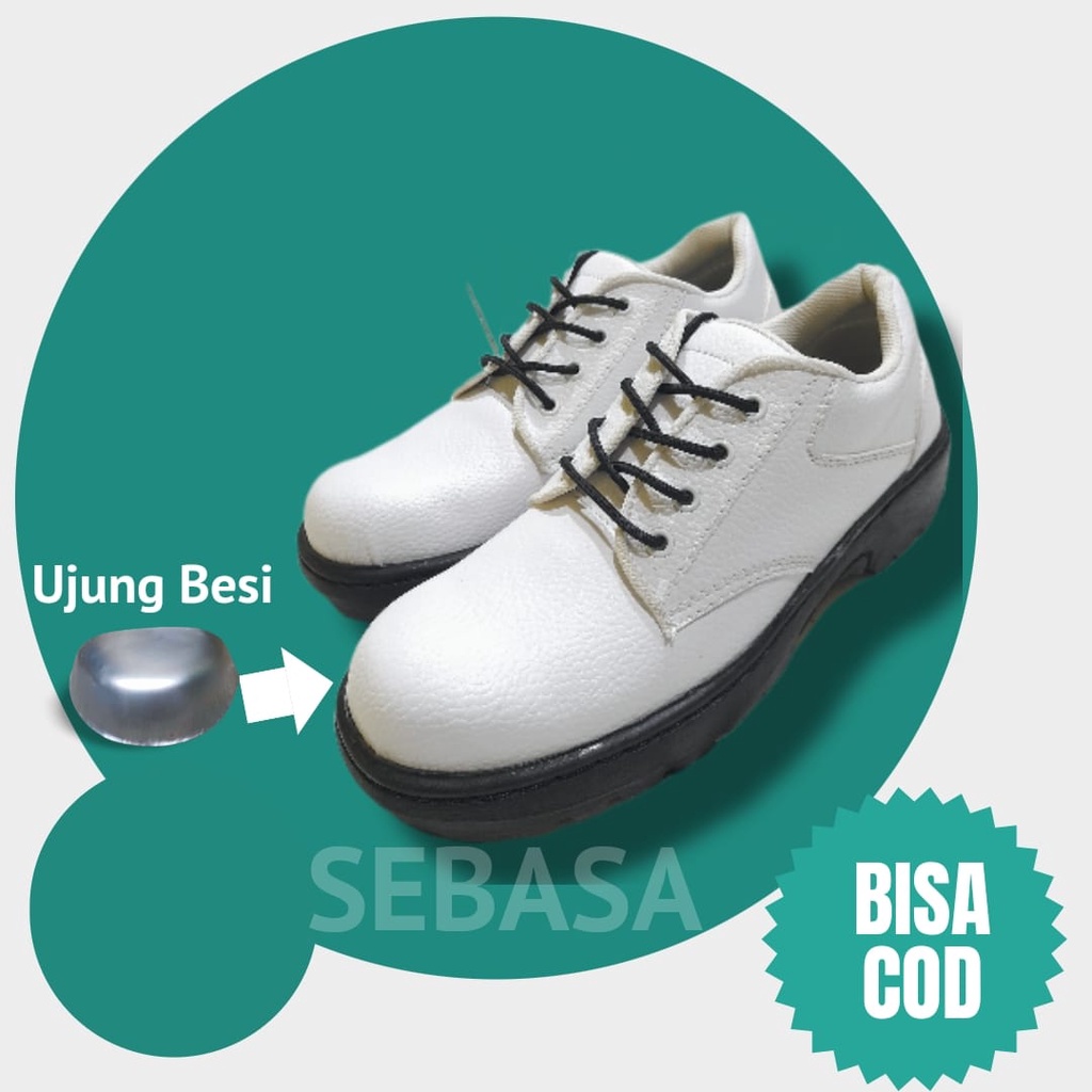 Jual sepatu safety pendek tali warna putih cocok untuk kerja | Shopee ...