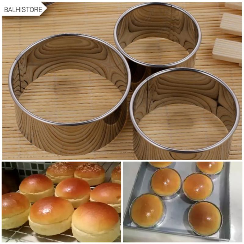 Jual Cetakan Kue Roti Bulat / Ring Bulat Stainless / Roti Burger ...