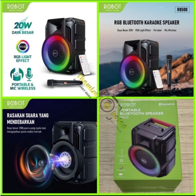 Jual ROBOT RB500 Speaker Bluetooth Karaoke with Mic Audio Wireless ...