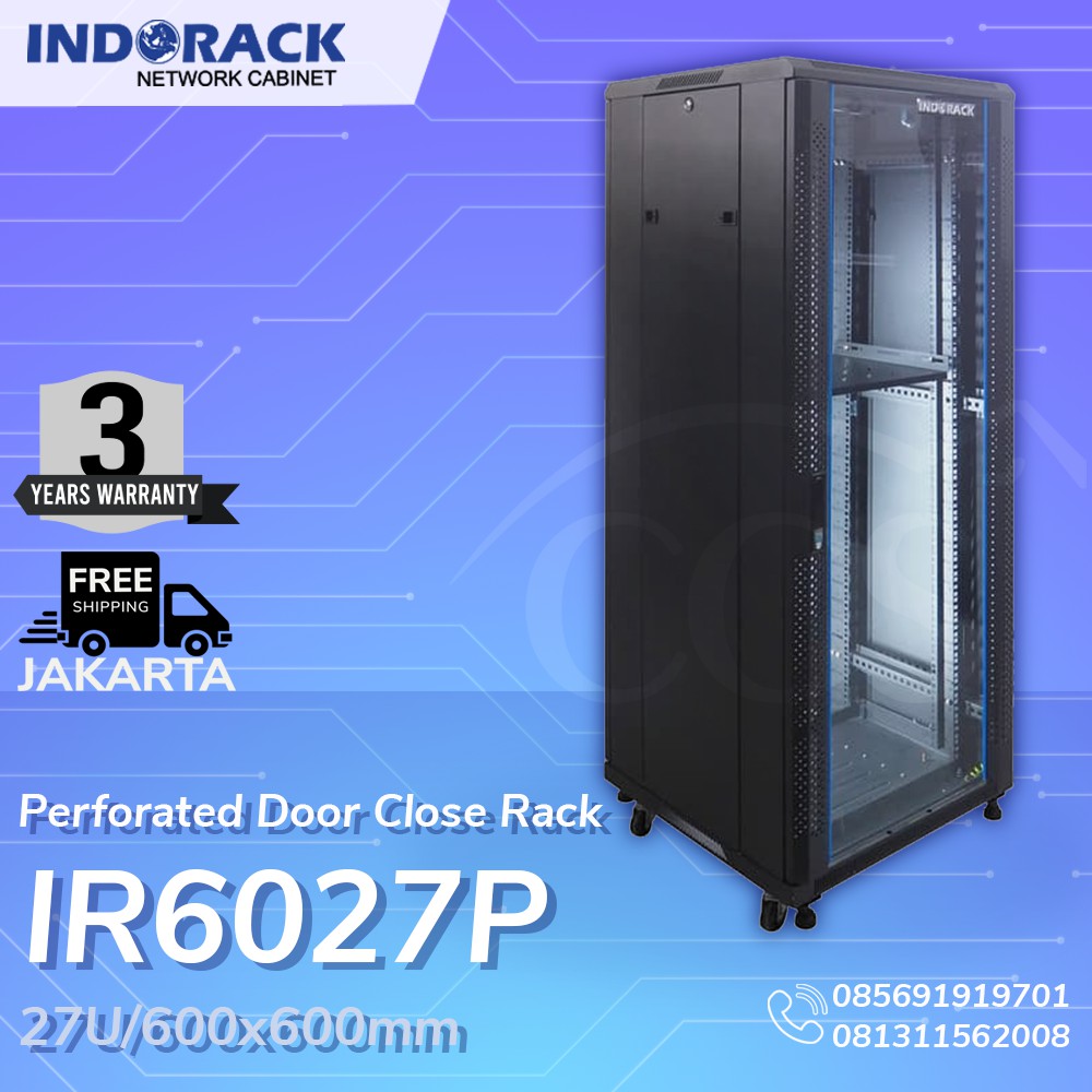 Jual INDORACK CLOSE RACK 27U DEPTH 600MM PERFORATED DOOR - IR6027P ...