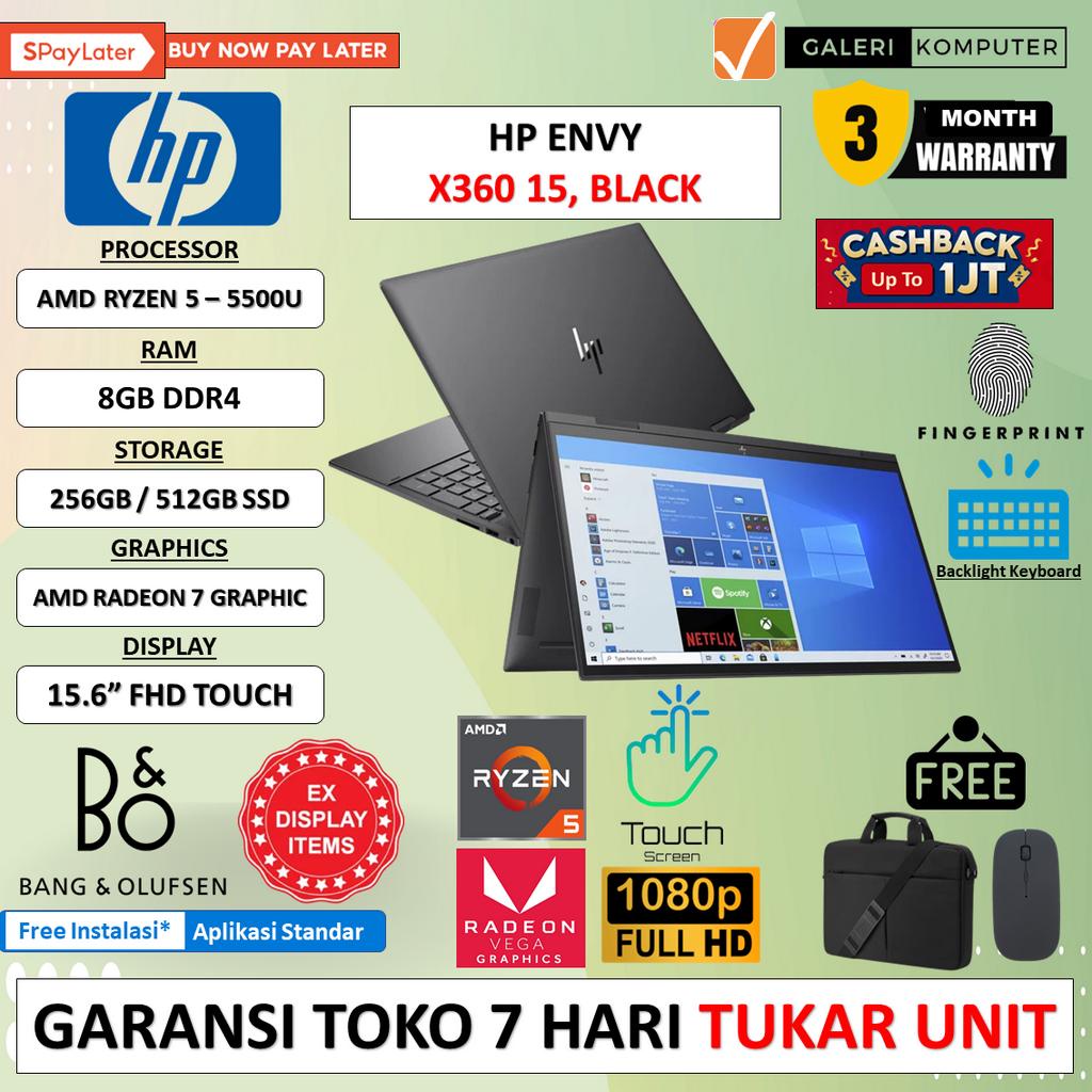 Jual LAPTOP HP ENVY X360 15 AMD RYZEN 5 5500U 8GB 1TB RADEON 7 15.6 ...