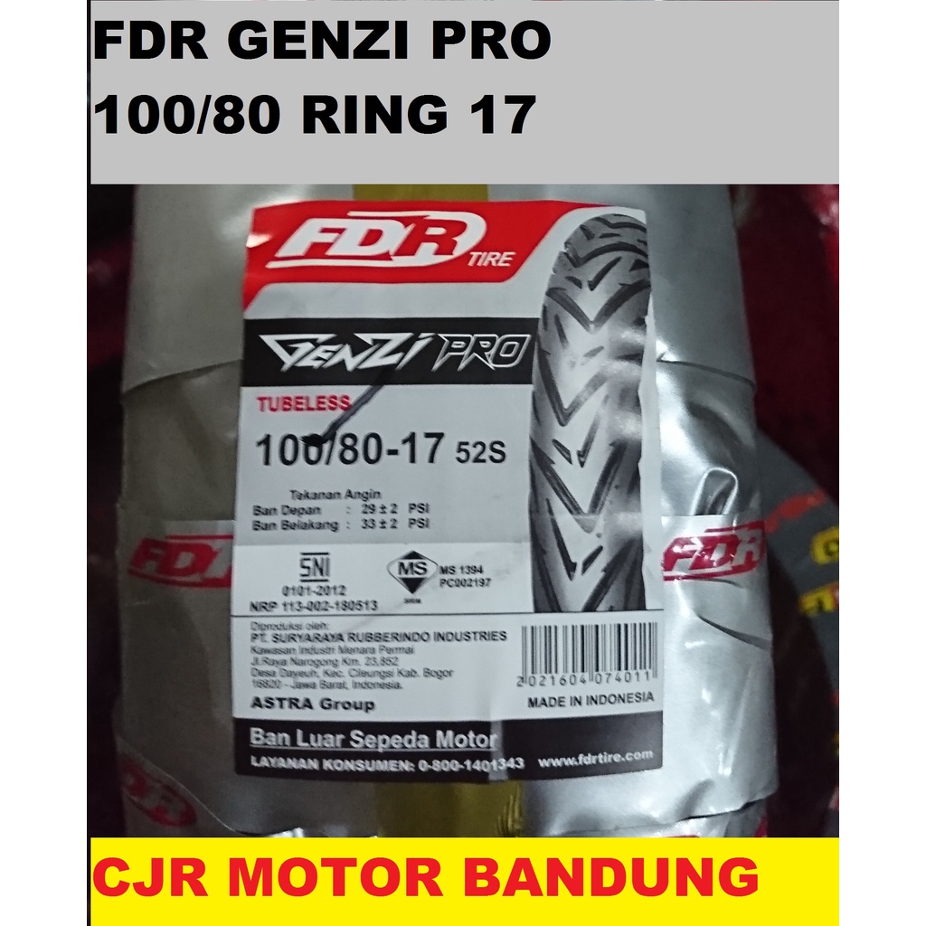 Jual FDR Genzi Pro 100/80 ring 17 ban motor bebek sport Vixion Jupiter ...